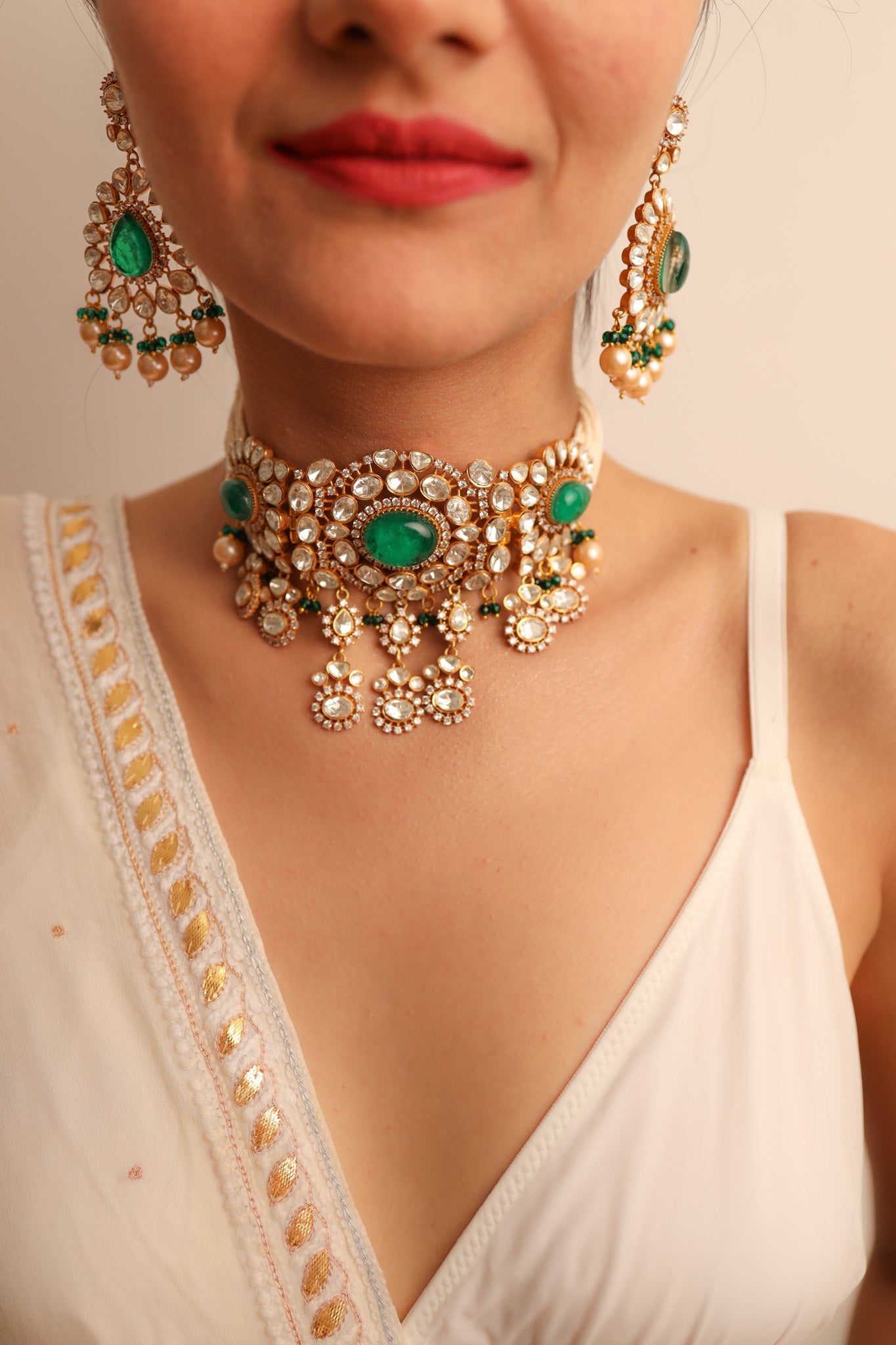 AURA EMERALD CHOKER SET – Auric Jewels